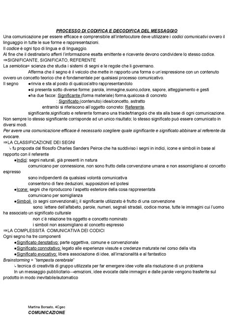 Processo Di Codifica E Di Decodifica Del Messaggio Docsity