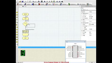 Tutorial 6 Seven Segment Display Via Flowcode برمجة عارضة سباعية