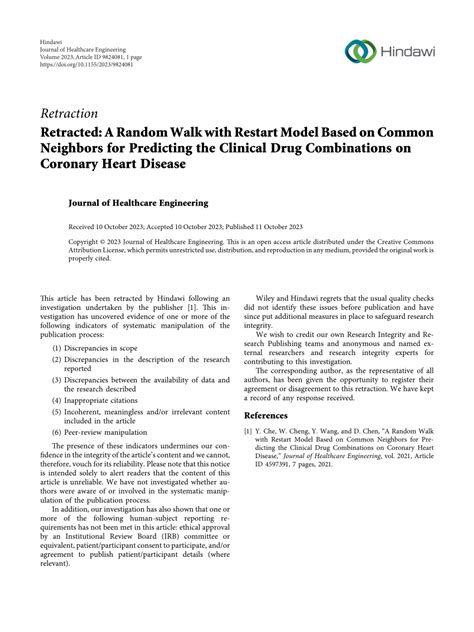 Pdf Retracted A Random Walk With Restart Model Based On Common