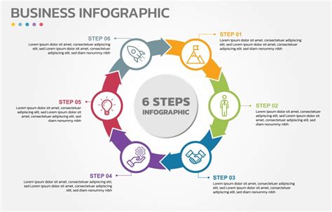 Visual Data Presentation Cycle Diagram With 6 Vector Image