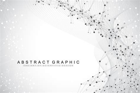 과학 벡터 일러스트 레이 션 유전 공학 및 유전자 조작 개념 Dna 나선 Dna 가닥 분자 또는 원자 뉴런 과학 또는 의료 배경 웨이브 흐름에 대한 추상 구조 프리미엄 벡터