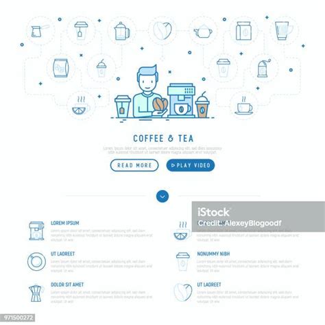 커피와 차 개념 요리 남자 얇은 라인 아이콘으로 커피 기계에서 커피 콩을 박 았 종이 컵 Cezve 주전자 카푸치노 레몬 차 데 려 벡터 일러스트 레이 션 웹 페이지 서식