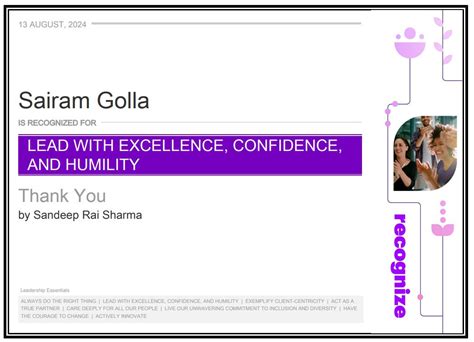Sairam Golla On Linkedin Recognised