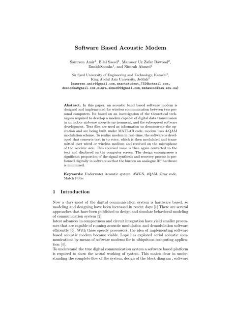 Pdf Software Based Acoustic Modem