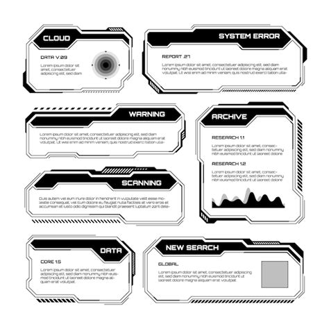 Premium Vector Black Futuristic Hud Ui Elements Scifi User Interface