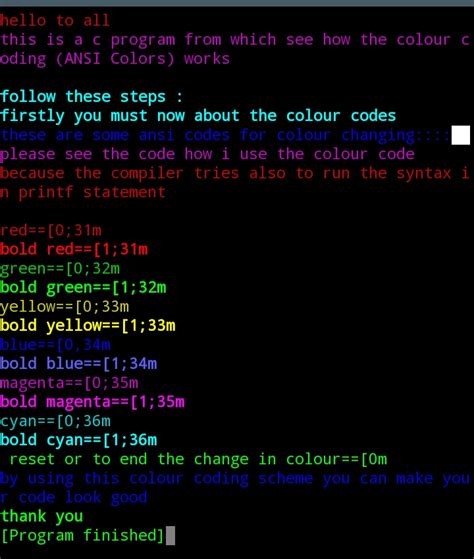 ANSI Color Code In C Language