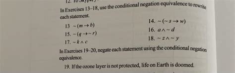Solved In Exercises 13 18 Use The Conditional Negation