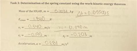 solved task 3 determination of the spring constant using