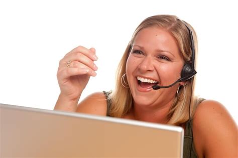 Premium Photo Attractive Customer Support Woman Laughs