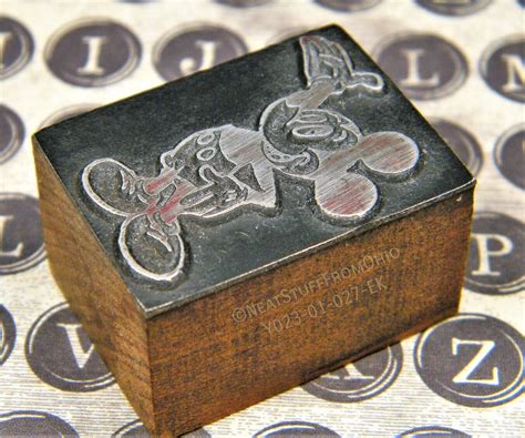 Mickey Mouse Ta Da Letterpress Printers Block 👉 Very Unusual Rare
