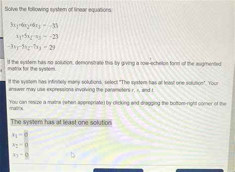 Solved Solve The Following System Of Linear Chegg Com