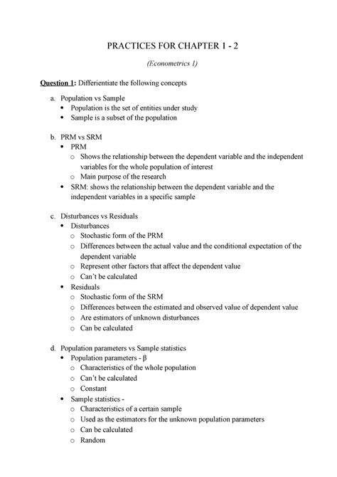 Practices FOR Chapter PRACTICES FOR CHAPTER Econometrics Question Studocu