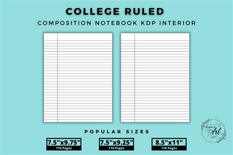 College Ruled Composition Notebook Kdp Graphic By Digital Creative