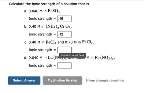 Solved Calculate The Ionic Strength Of A Solution That Is A Chegg