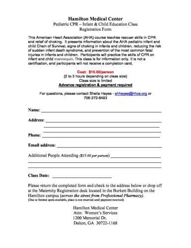 Pediatric Cpr Class Registration Form Vitruvian Health