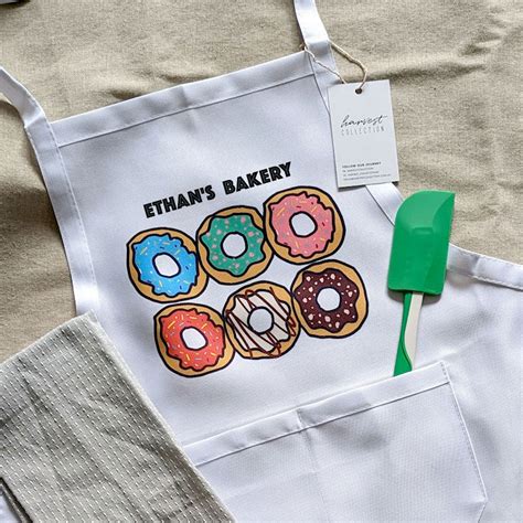 Personalised Apron Bakery Custom Name Donuts Dessert Harvest