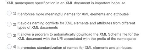 Solved XML Namespace Specification In An XML Document Is Chegg Com