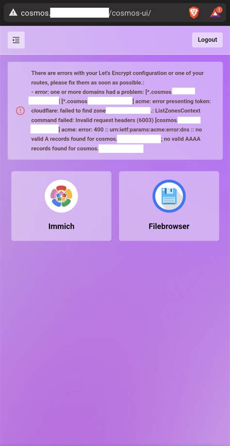 Lets Encrypt Config Error Rcosmosserver