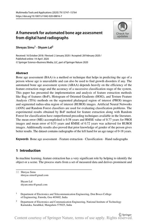 a framework for automated bone age assessment from digital hand radiographs request pdf