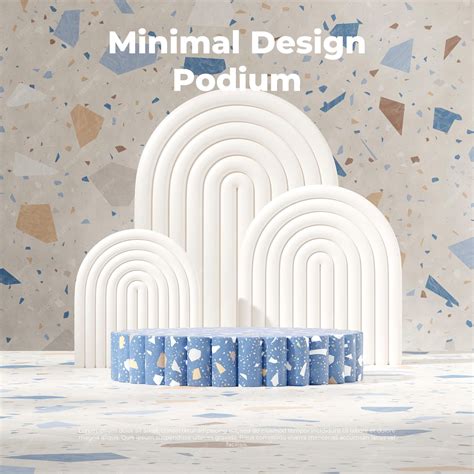 3d визуализация изображения пустое пространство синий терраццо текстурированный подиум на фоне