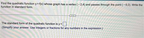 solved find the quadratic function y f x ﻿whose graph has a