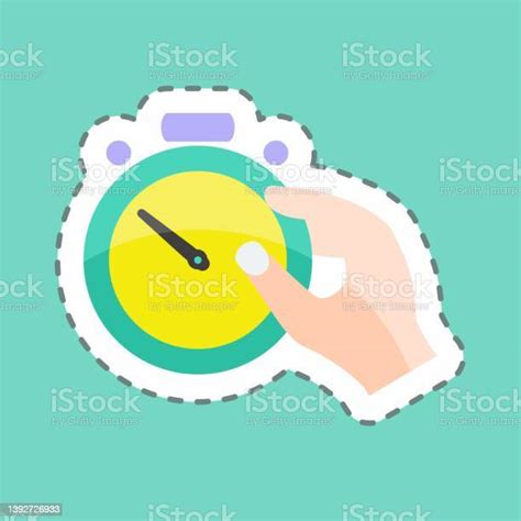 스티커 라인 컷 홀딩 스톱워치 손 동작 기호에 적합합니다 편집 가능한 간단한 디자인 디자인 템플릿 벡터 간단한 기호 그림 개념에