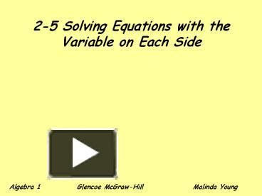 PPT Solving Equations With The Variable On Each Side PowerPoint Presentation Free To View