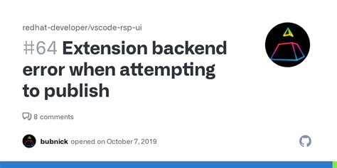 Extension Backend Error When Attempting To Publish · Issue 64 · Redhat Developervscode Rsp Ui