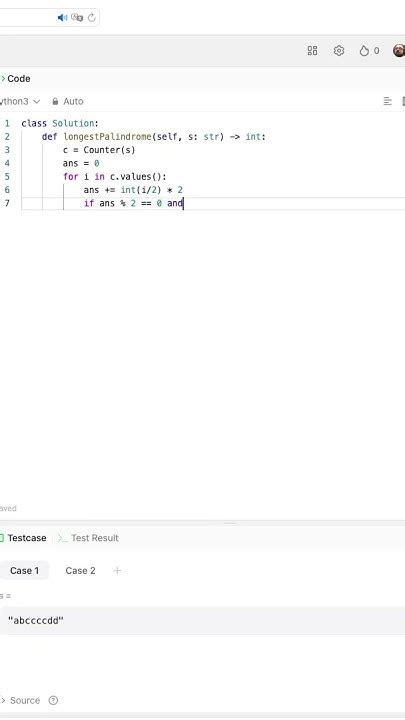 Leetcode 409 Longest Palindrome Leetcode Leetcodepython Python Leetcodethehardway Code