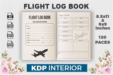 Flight Log Book Kdp Interior Graphic By Designersuruj · Creative Fabrica