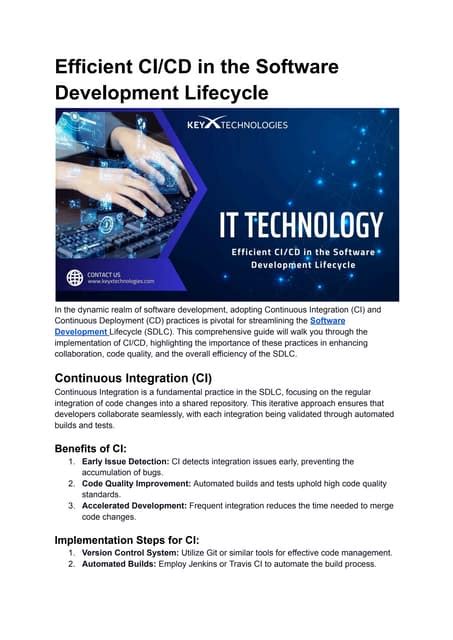 Efficient Ci Cd In The Software Development Lifecycle Pdf