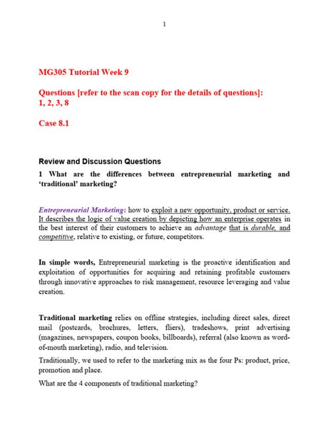 Mg305 Tutorial Week 9 Answers Pdf Marketing Market Segmentation