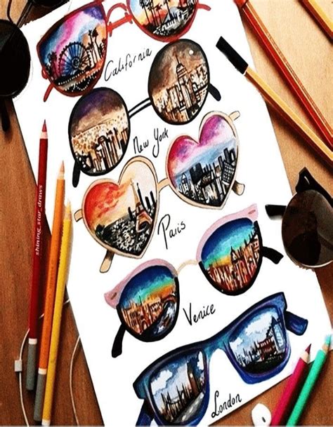 8 Sunglasses Scenery Cool Drawings Sketch Book Drawings