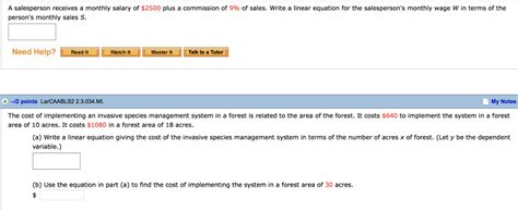 solved a salesperson receives a monthly salary of 2500 plus