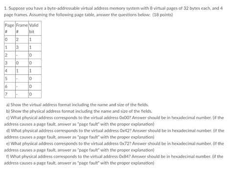Solved 1 Suppose You Have A Byte Addressable Virtual