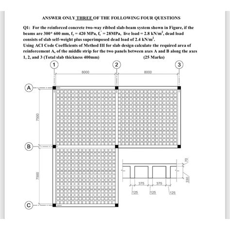 Solved For The Reinforced Concrete Two Way Ribbed Slab Beam