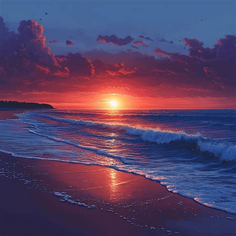 Beach Sunset Background Premium Ai Generated Image