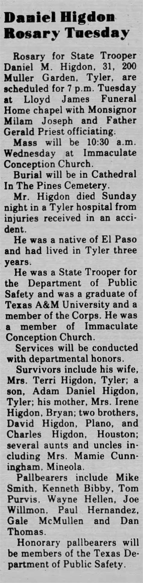 Daniel Morrison Higdon Jr 1951 1983 Find A Grave Memorial