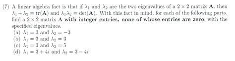 A Linear Algebra Fact Is That If Lambda 1 And Lambda