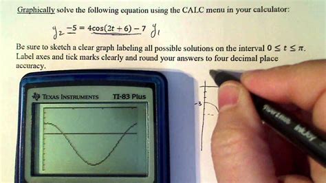 Trignometry Solving A Trig Equation Using A Graphing Calculator Youtube