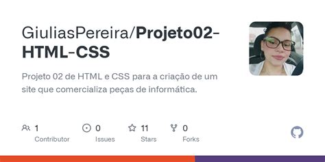 GitHub GiuliasPereira Projeto HTML CSS Projeto de HTML e CSS para a criação de um site