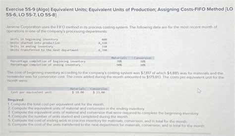 Solved Exercise 5s 9 Algo Equivalent Units Equivalent