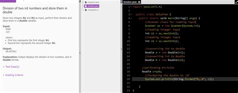 Solved Division Of Two Int Numbers And Store Them In Double Chegg
