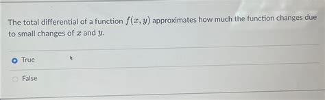 solved the total differential of a function f x y