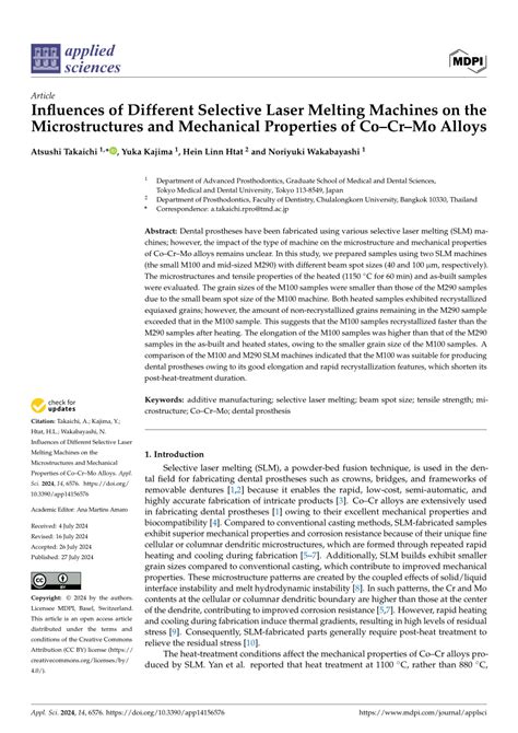 Pdf Influences Of Different Selective Laser Melting Machines On The Microstructures And