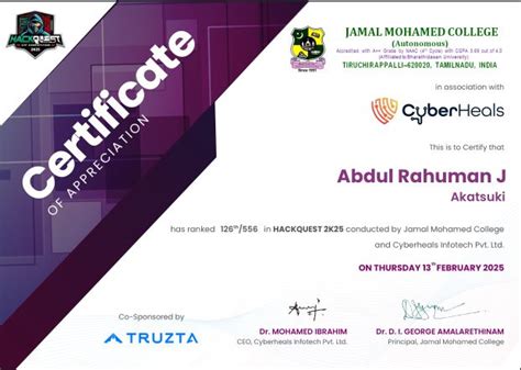 Cybersecurity Ctf Hackathon Ethicalhacking Learning Cyberskills… Abdul Rahman A J