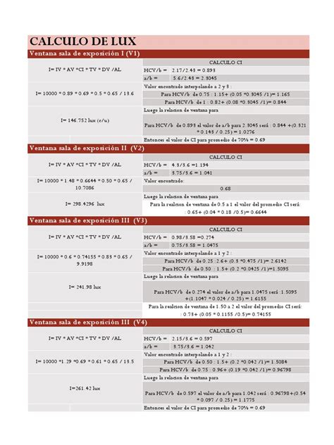 Cálculo De Lux En Ventanas Pdf