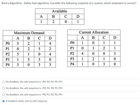 solved bank s algorithm safety sub algorithm consider the