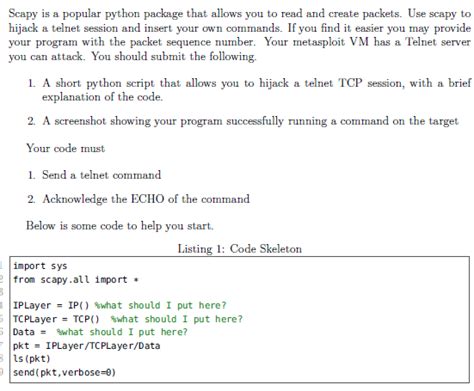Solved Scapy Is A Popular Python Package That Allows You To Chegg