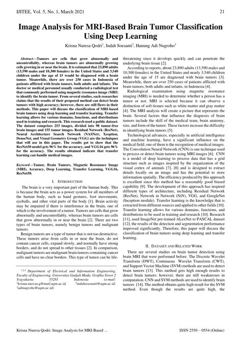 PDF Image Analysis For MRI Based Brain Tumor Classification Using Deep Learning
